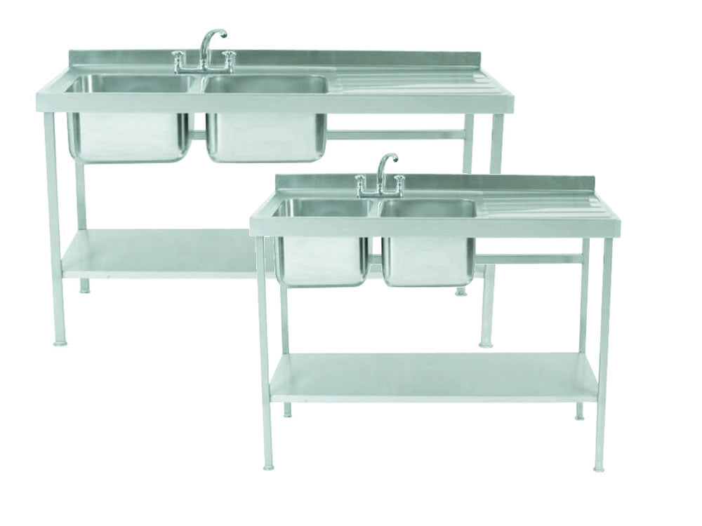 Parry 700mm Deep Stainless Steel Double Sink Unit with Single Drainer ...