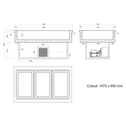 Tefcold CW3 104 Ltr Drop In Chilled Buffet Display Unit | Advantage ...